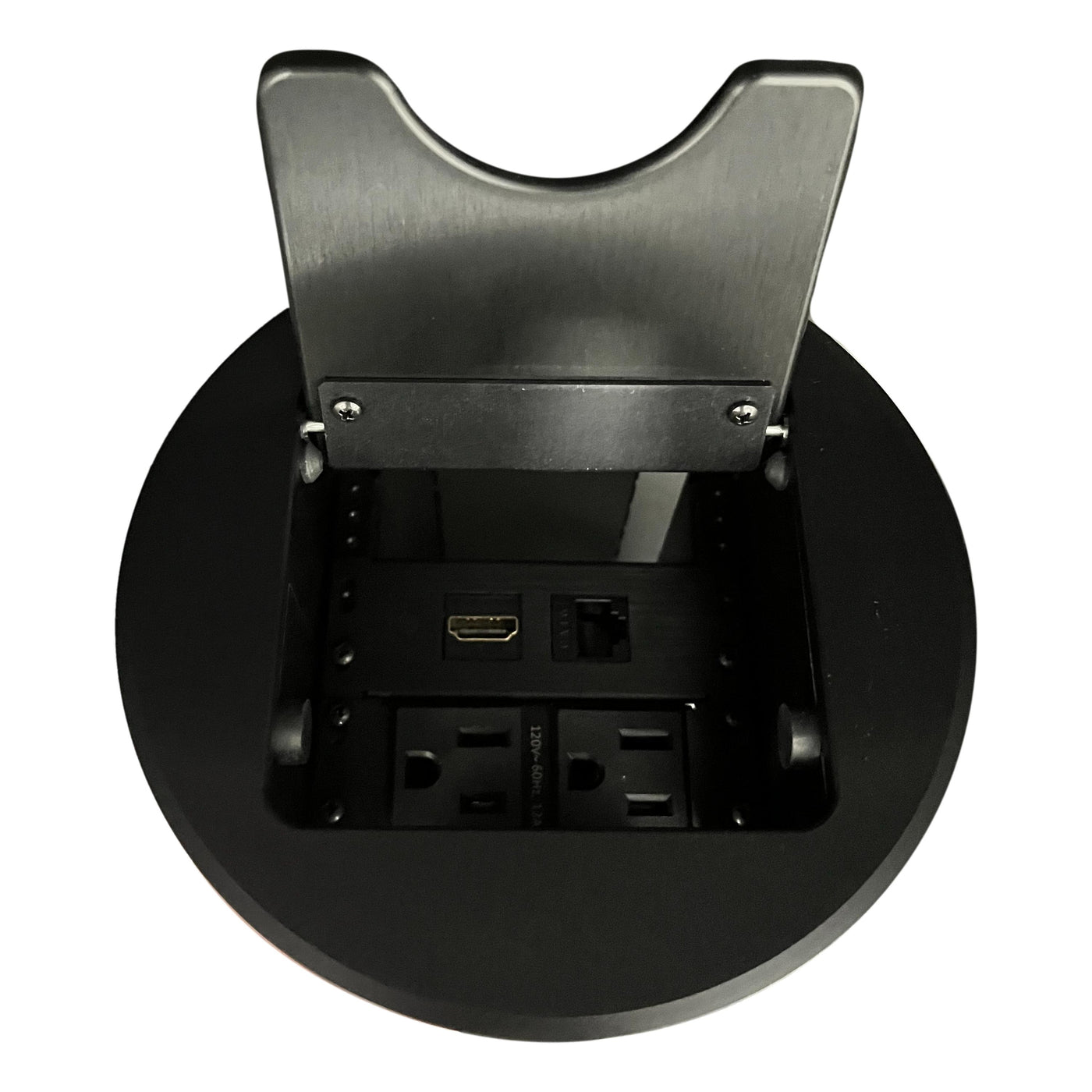 Altinex Cable Nook Jr Round Table Box, 2 Power, 1 HDMI, 1 Cat6, Black ...