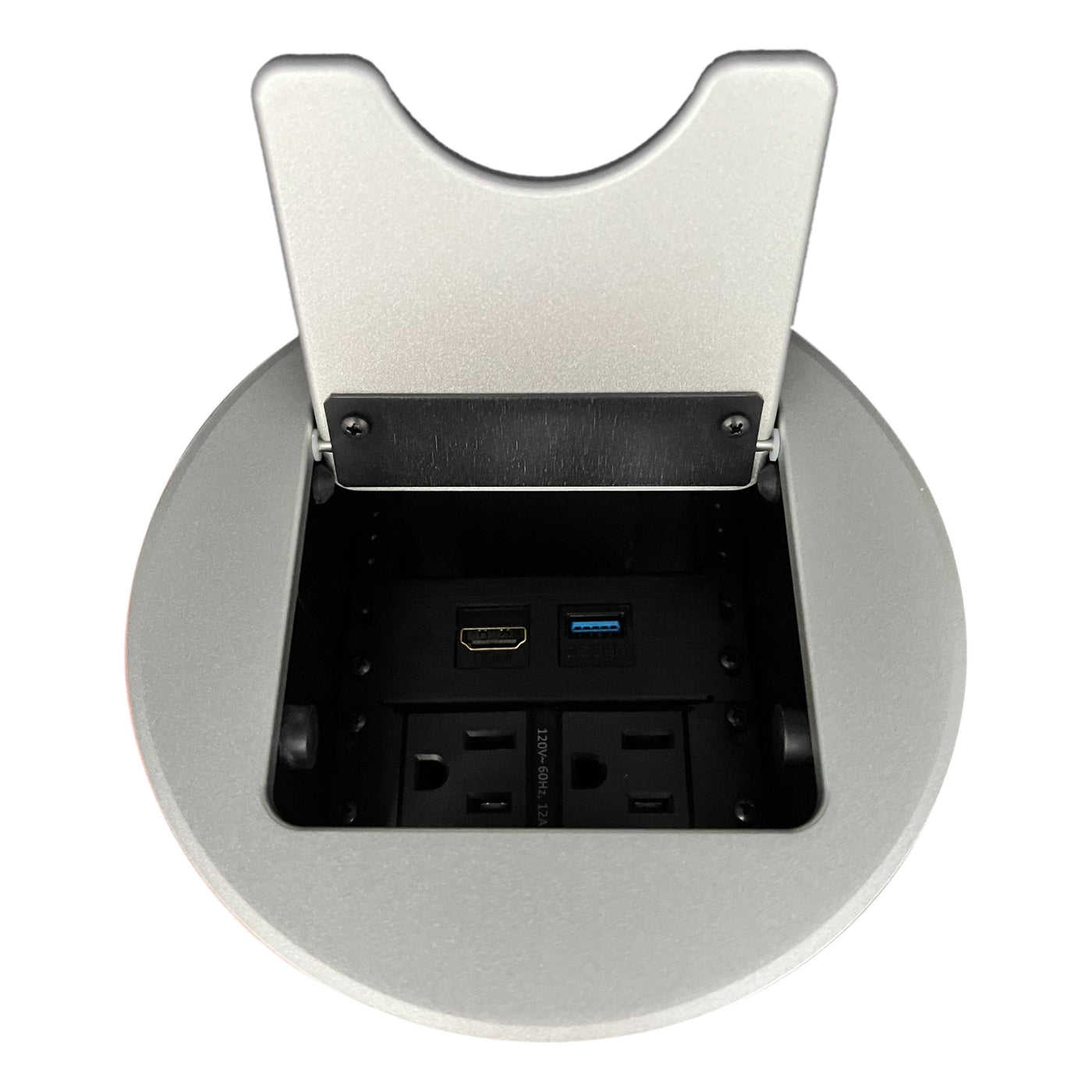 Altinex Cable Nook Jr Round Table Box, 2 Power, 1 HDMI, 1 USB, Silver ...